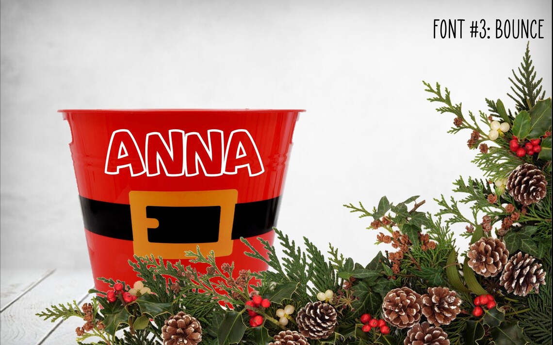 Santa Bucket, Santa Belt Buckle, Personalized Christmas, Christmas Eve ...
