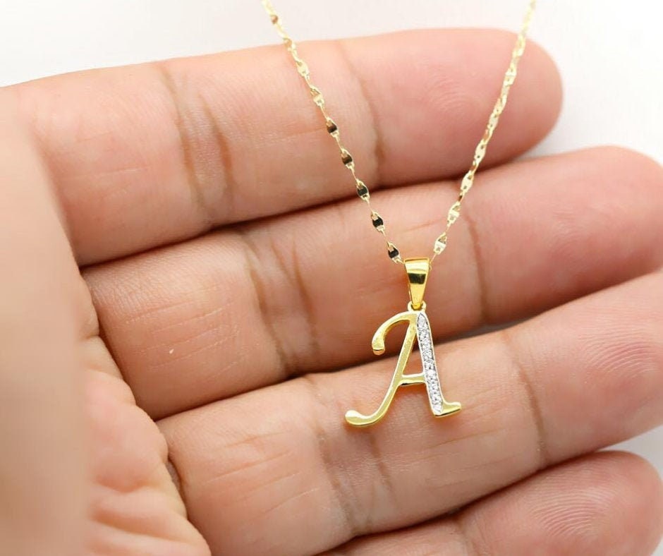 9K Solid Gold Alphabet Pendent Personalized Letters Charm | Etsy