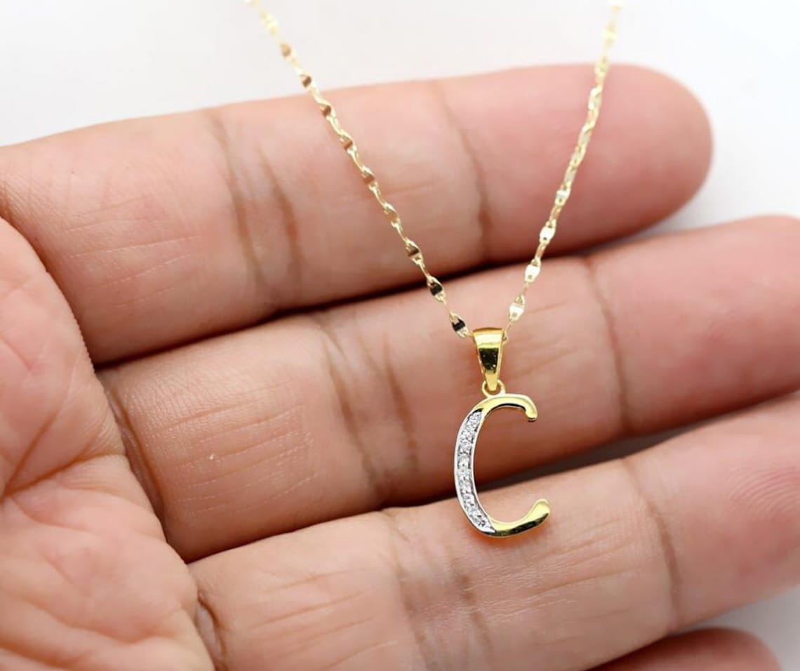 9K Solid Gold Alphabet Pendent Personalized Letters Charm | Etsy