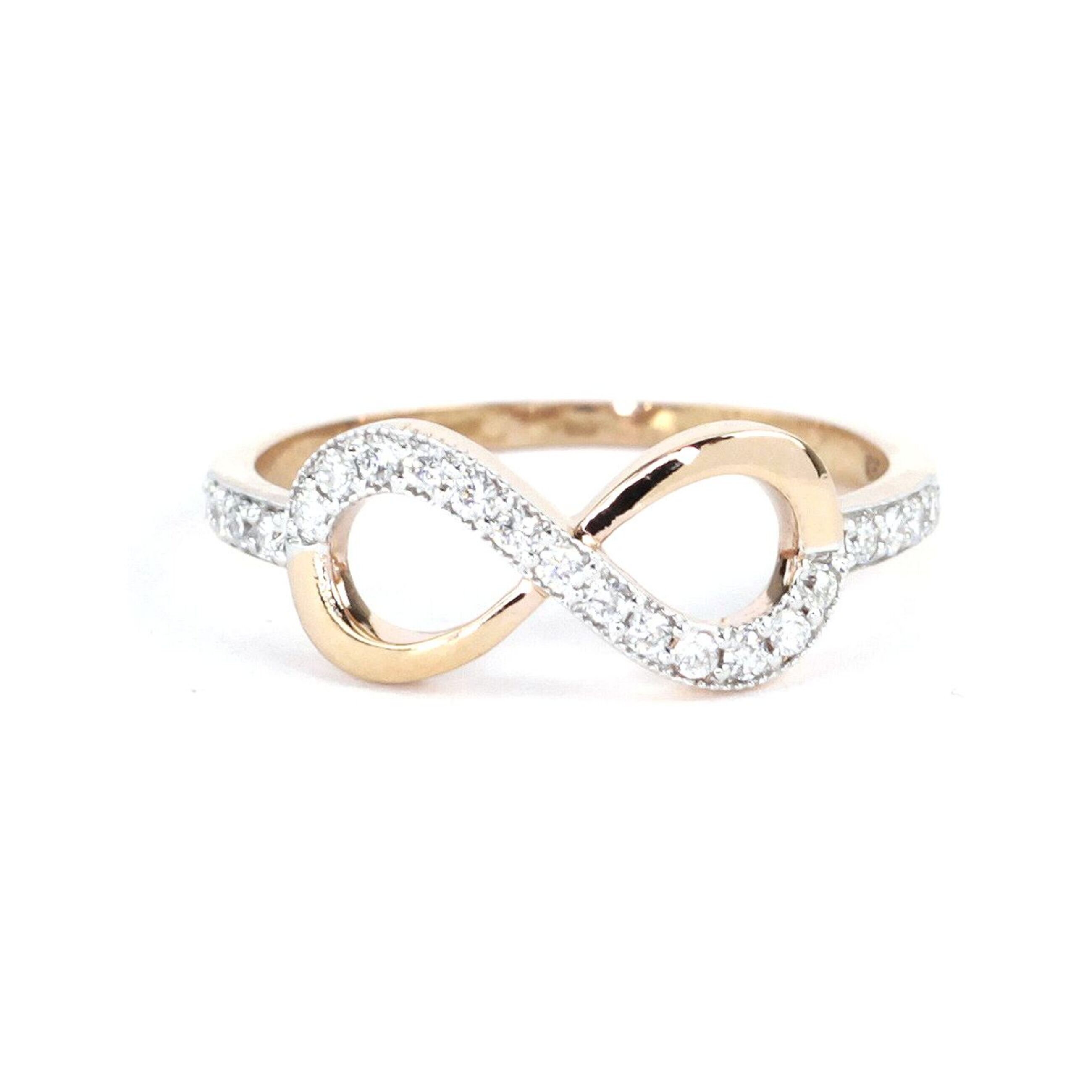 Genuine Diamond Infinity Ring 18K Rose Gold Jewelry16mm x | Etsy