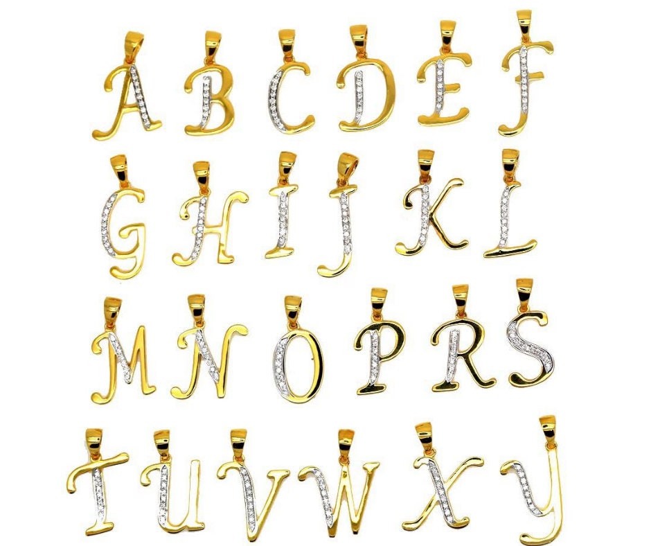 9K Solid Gold Alphabet Pendent Personalized Letters Charm | Etsy