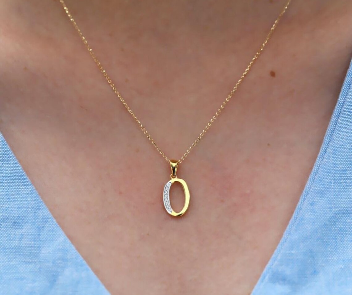 9K Solid Gold Alphabet Pendent Personalized Letters Charm | Etsy