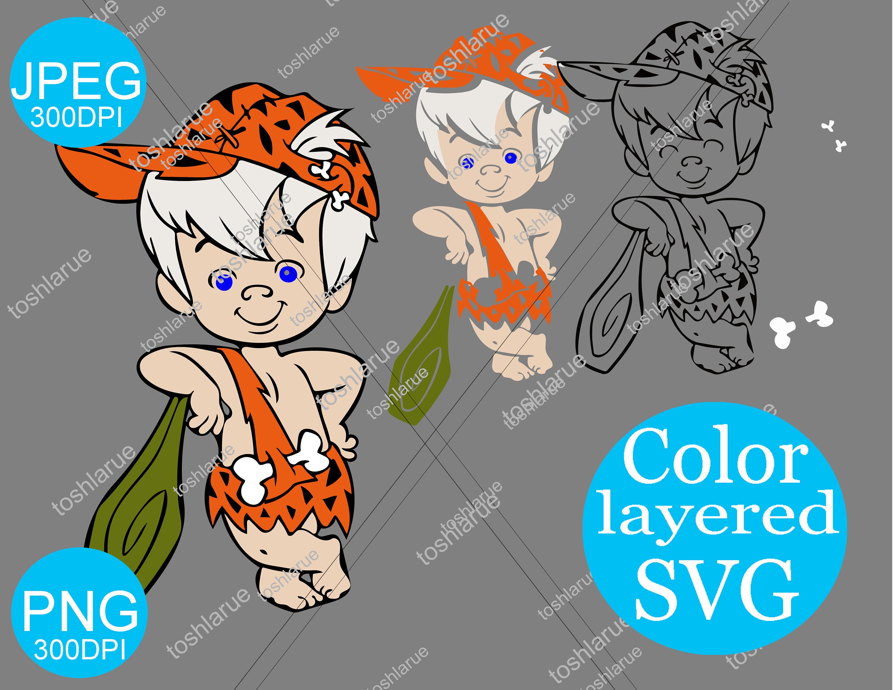 Bam Bam Flintstones Layered SVG Cut File PRE Grouped For easy | Etsy
