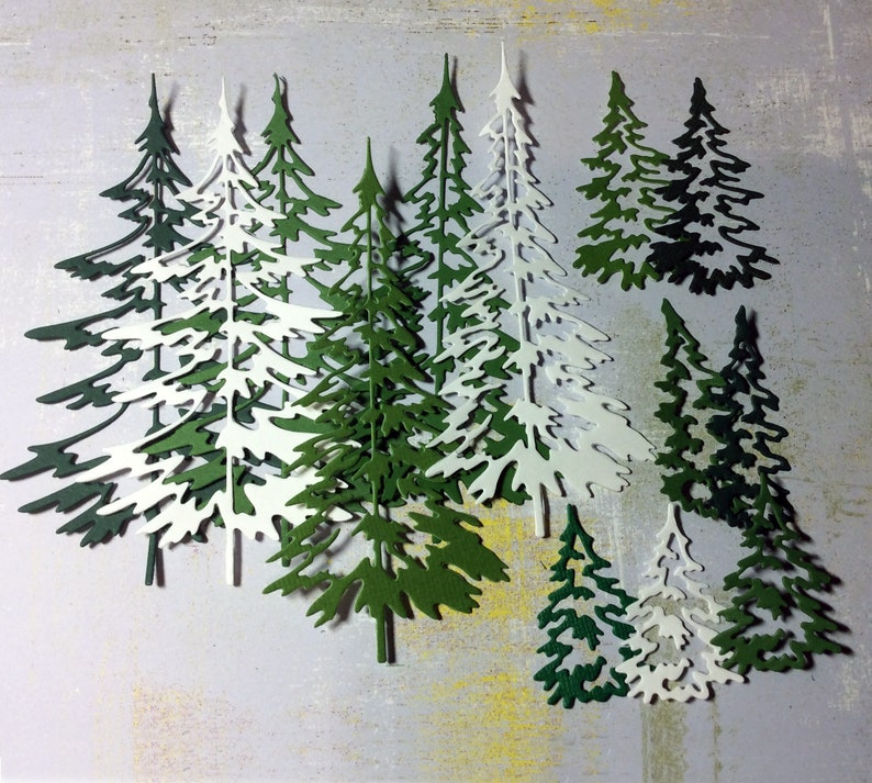 Tree Die Cuts//collage Trees//three Options//art Journal Trees ...