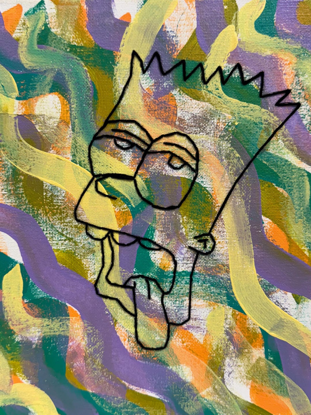Psychedelic Bart Outline Embroidered Canvas - Etsy
