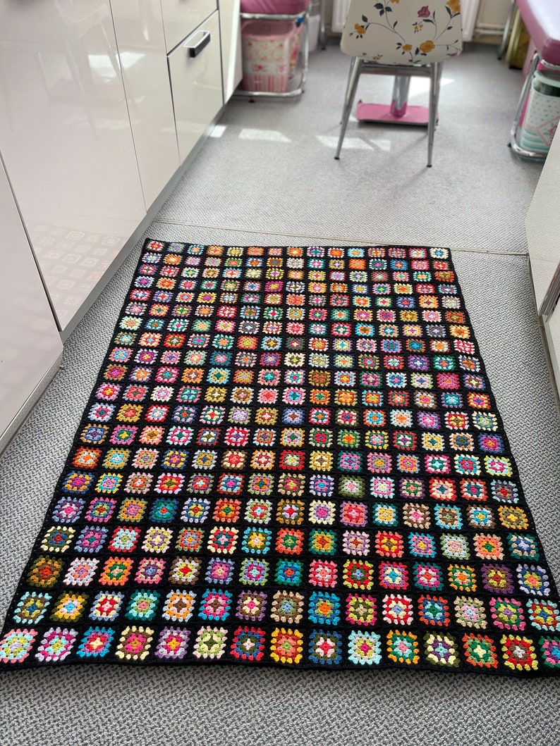 Crochet Retro Rug Decorative Granny Rug Granny Square - Etsy