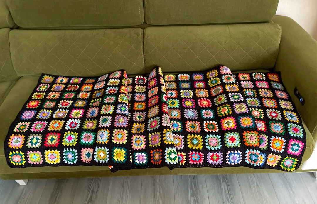 Crochet Twin Bed Size Vintage Style Afghan, Roseanne Blanket, Cozy and ...