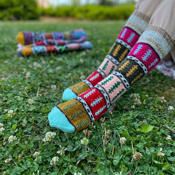 Handmade Cotton Knit Socks - Etsy