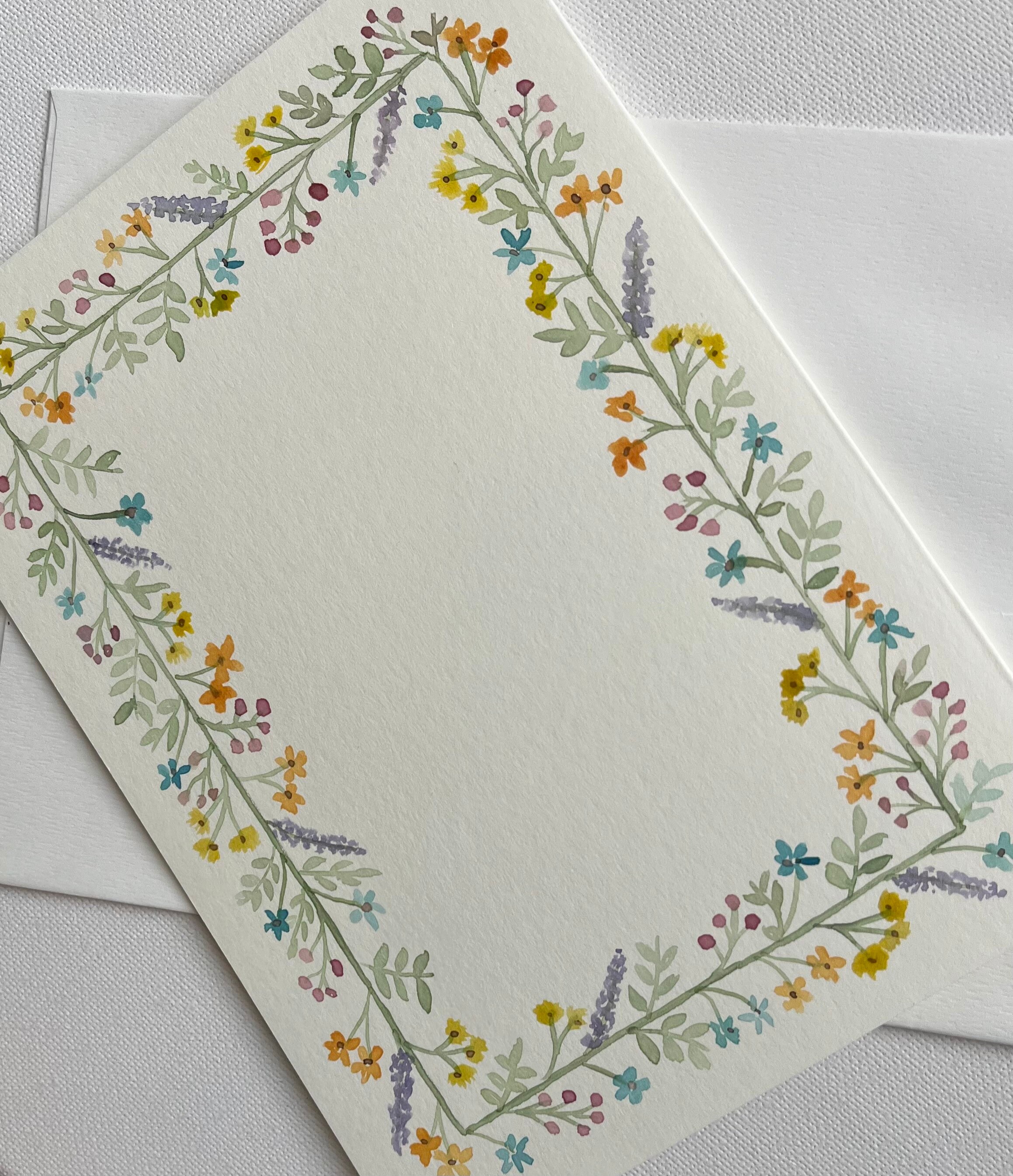 Floral Border Card Pack | Assorted 5 Card Pack | Floral Greeting Cards ...
