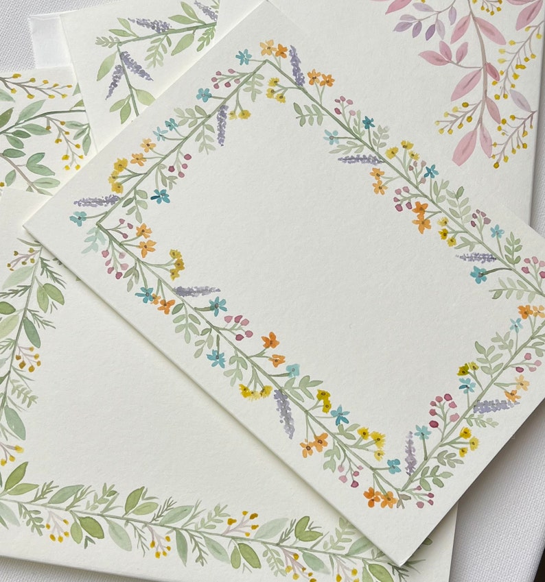 Floral Border Card Pack | Assorted 5 Card Pack | Floral Greeting Cards ...