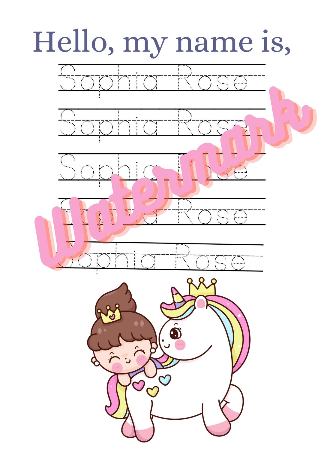 Girl Preschool Name Tracing Worksheet, English & Spanish Learning - Etsy