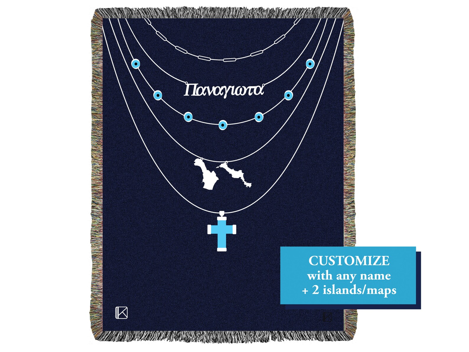 DOUBLE MAP Personalized Name & Maps Blanket, Add Any Name / Maps, Greek ...