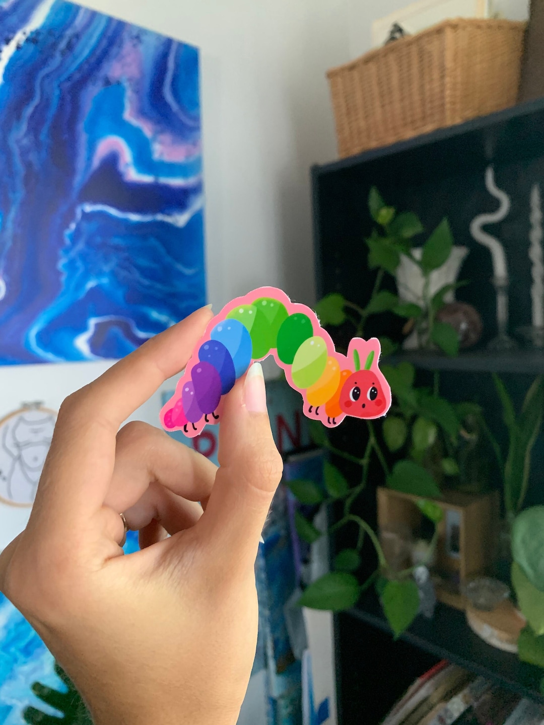 Rainbow Caterpillar Sticker - Etsy