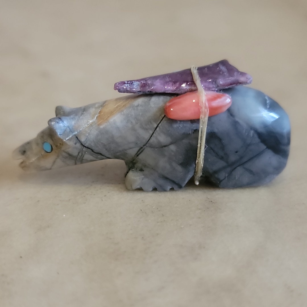 Priscilla Lasiloo Long Necked Picasso Marble Zuni Fetish Bear - Etsy