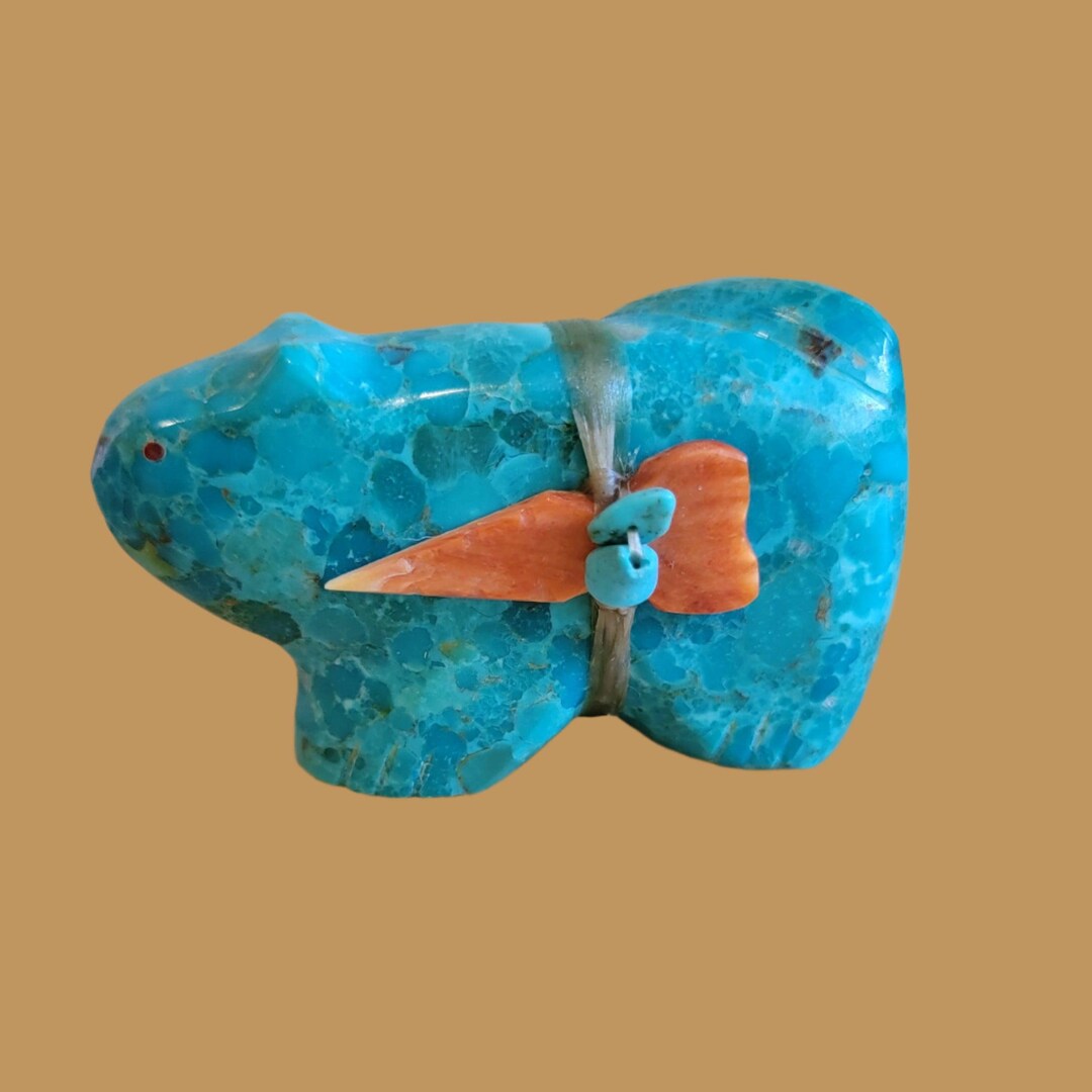 Turquoise Mtn. Lion W/colorful Sidepack Zuni Fetish - Etsy