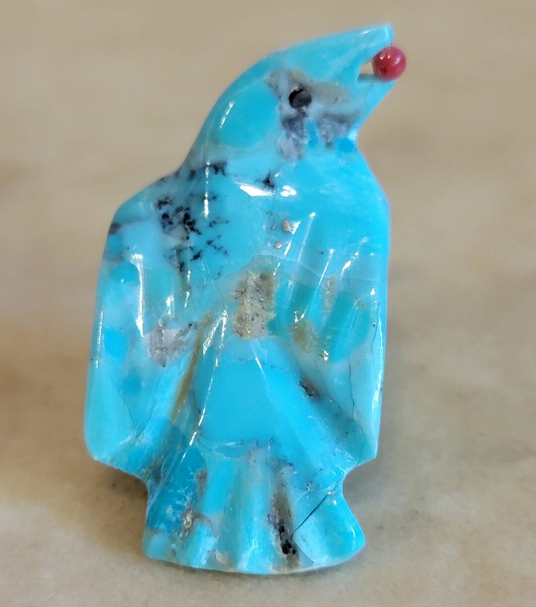 Turquoise Raven W/berry Zuni Fetish - Etsy
