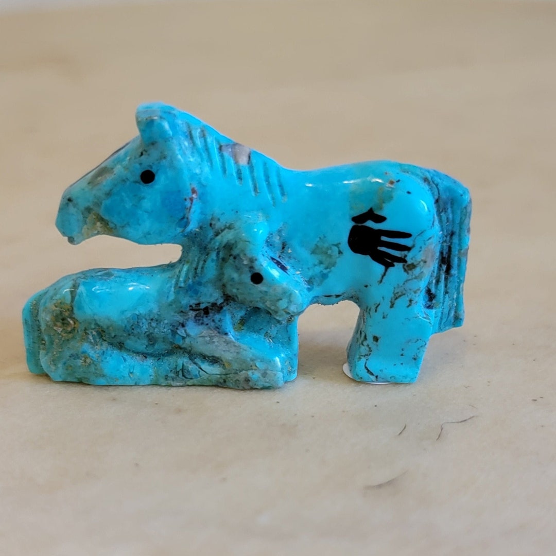 Carol Martinez Turquoise Mare and Colt Horse Zuni Fetish - Etsy