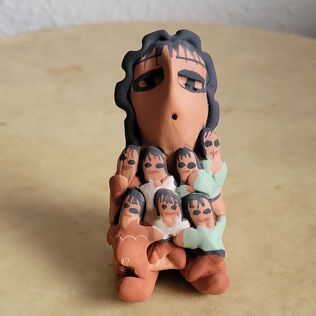 Eva Plummer Navajo Pottery Storyteller W/ Seven Babies - Etsy