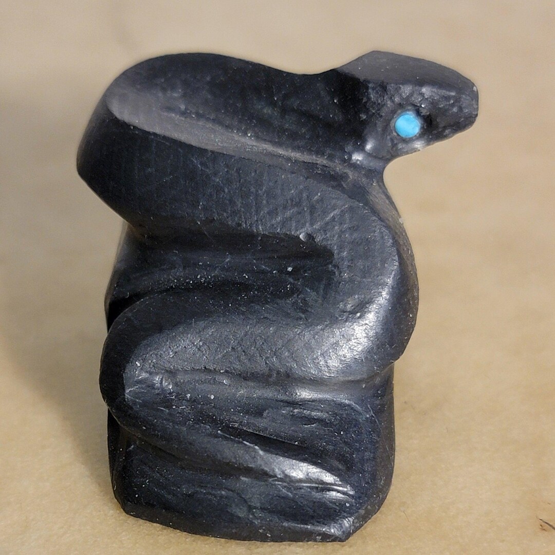 Black Marble Coiled Snake Zuni Fetish - Etsy