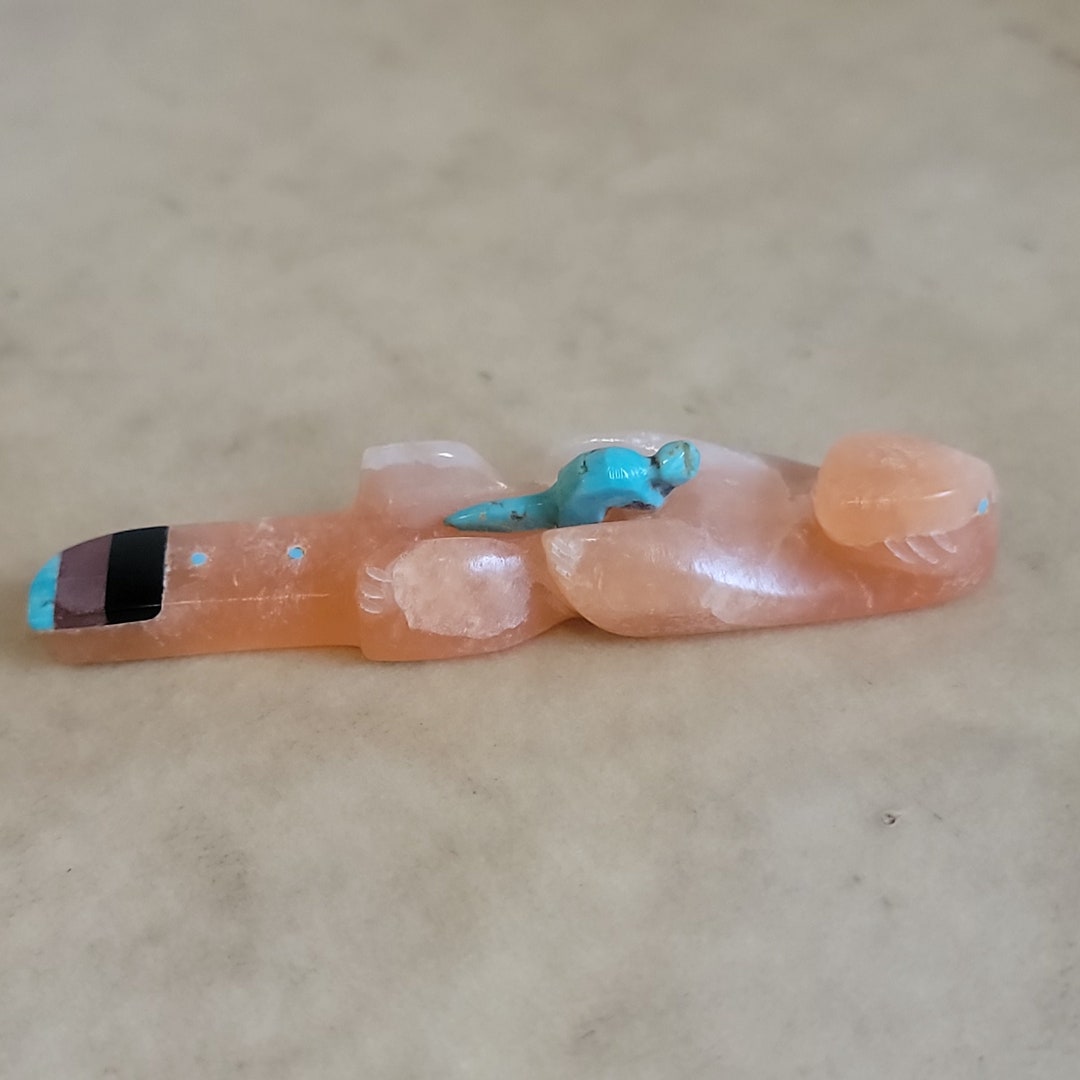 Justin Red Elk Alabaster Otter With Baby and Inlay Zuni Fetish - Etsy