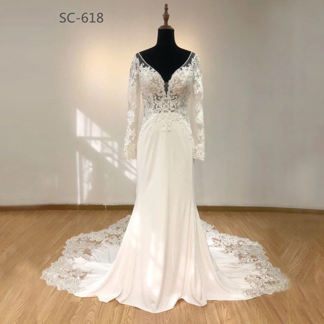 Ivory Satin Wedding Dress With Lace 2020 - Etsy