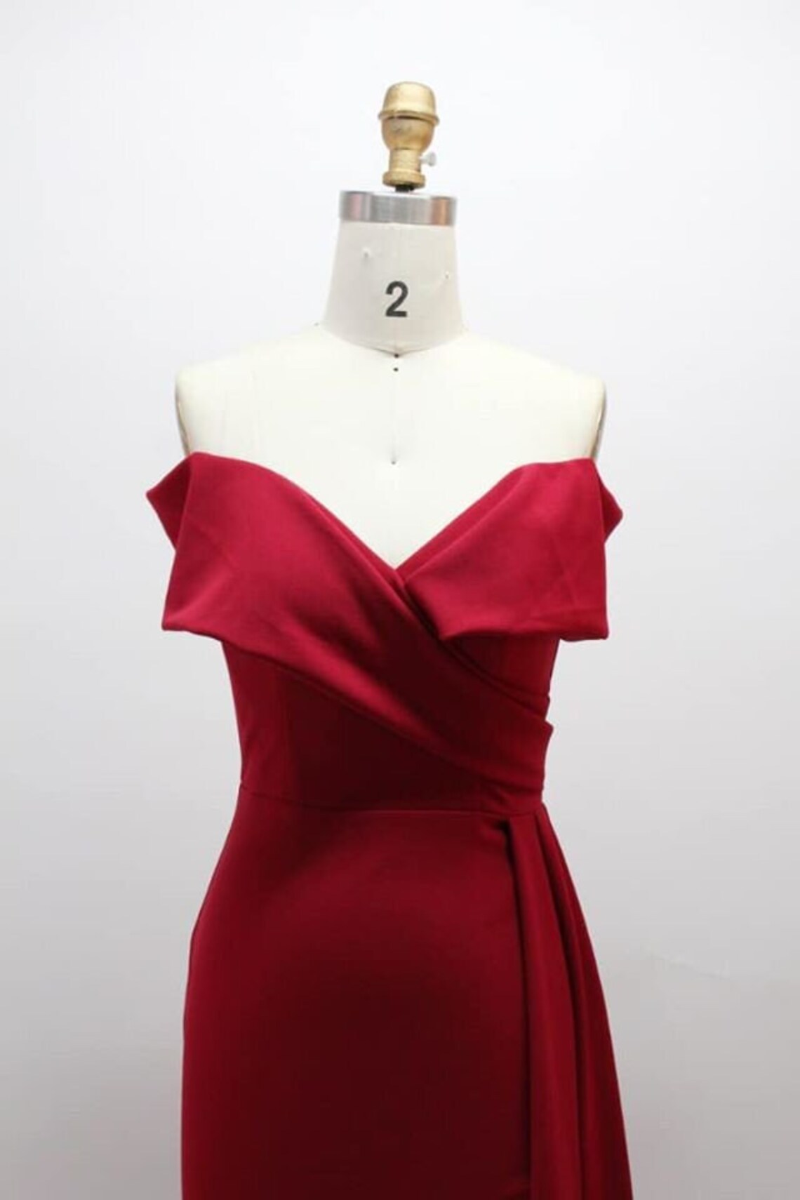 Red Off Shoulder High Slit Dress | Etsy