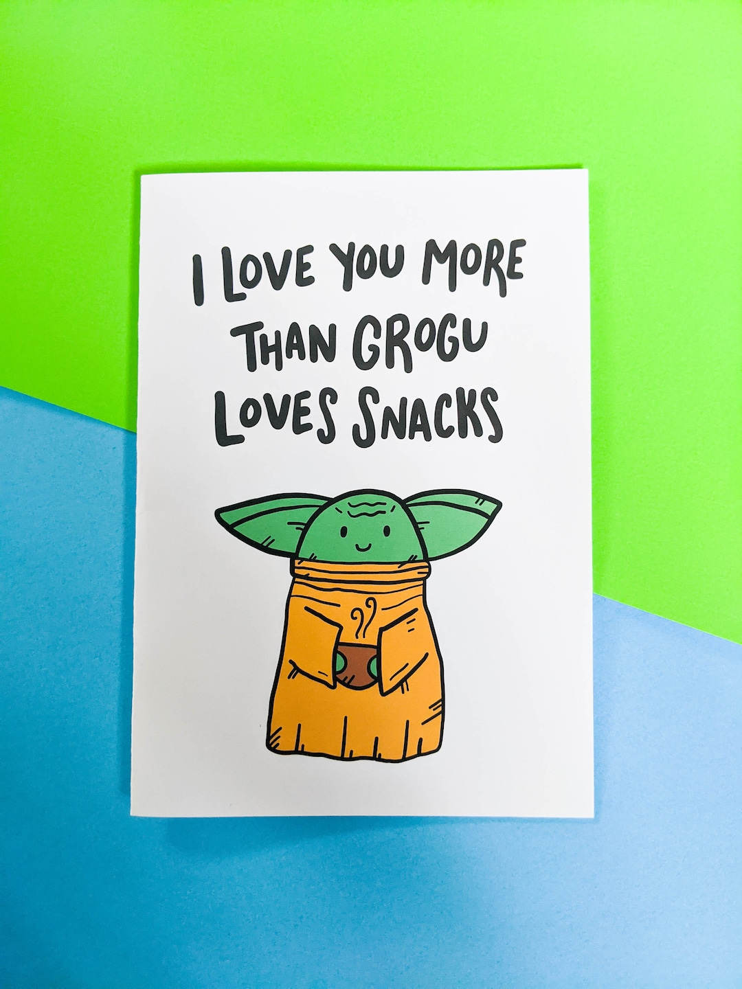 Grogu Loves Snacks - Tarjeta de felicitación A5 - Etsy España
