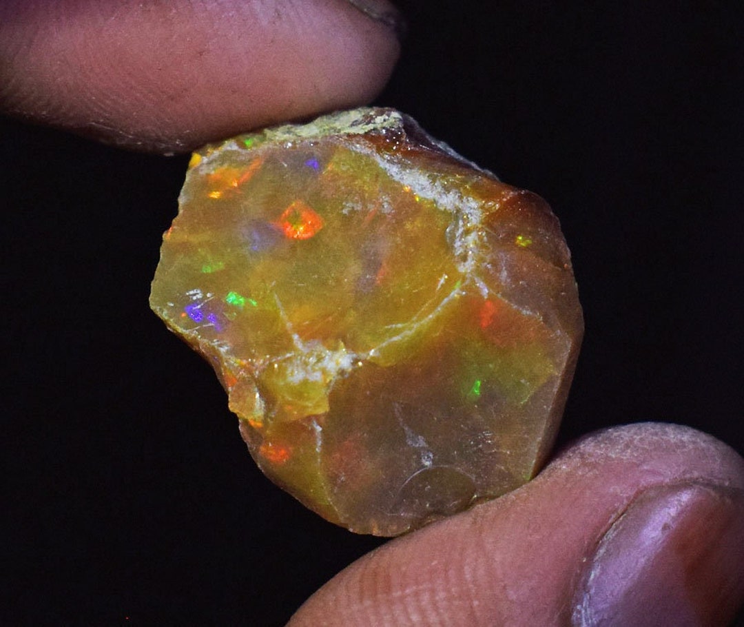 Natural Welo Fire Ethiopian Opal Raw Crystal, 17.30 Cts Yellow Fire ...