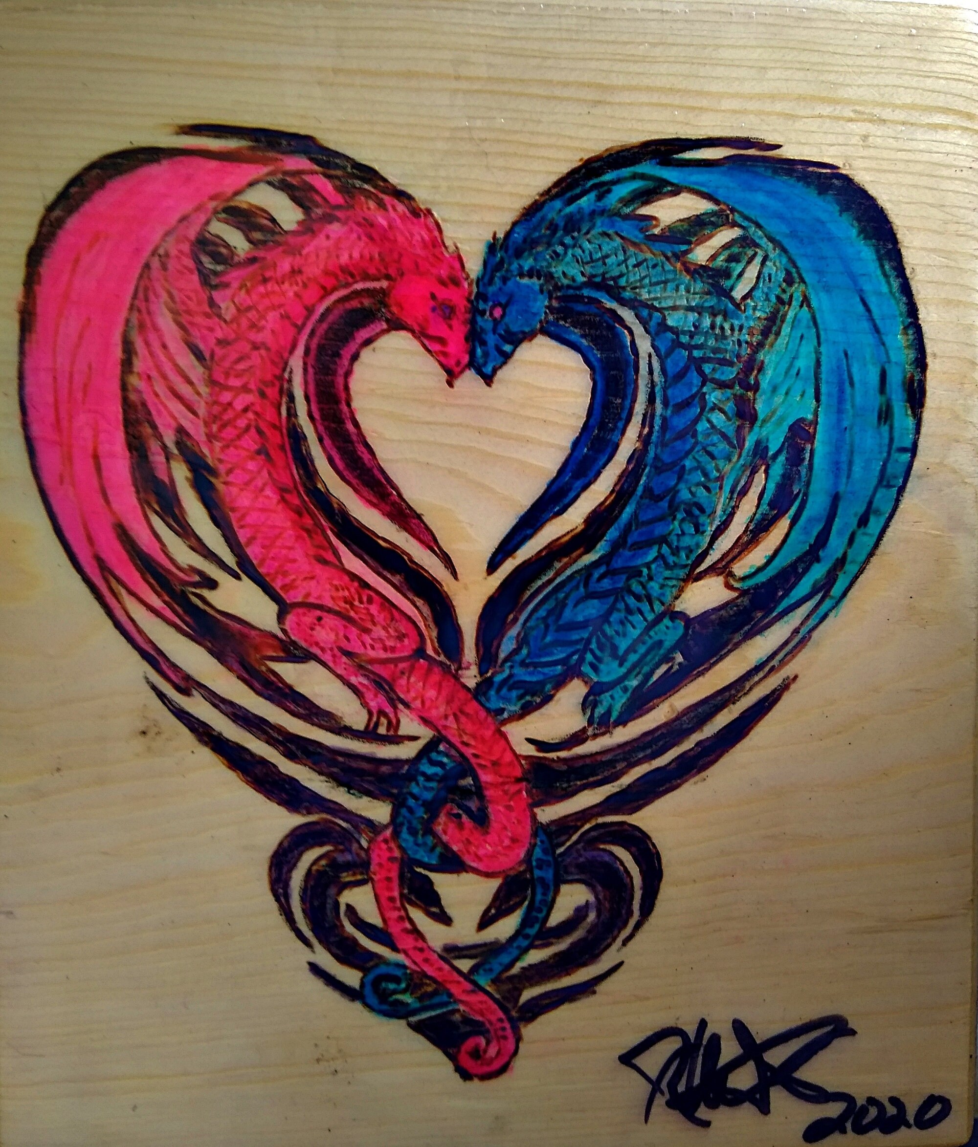 Dragons And Hearts Drawing