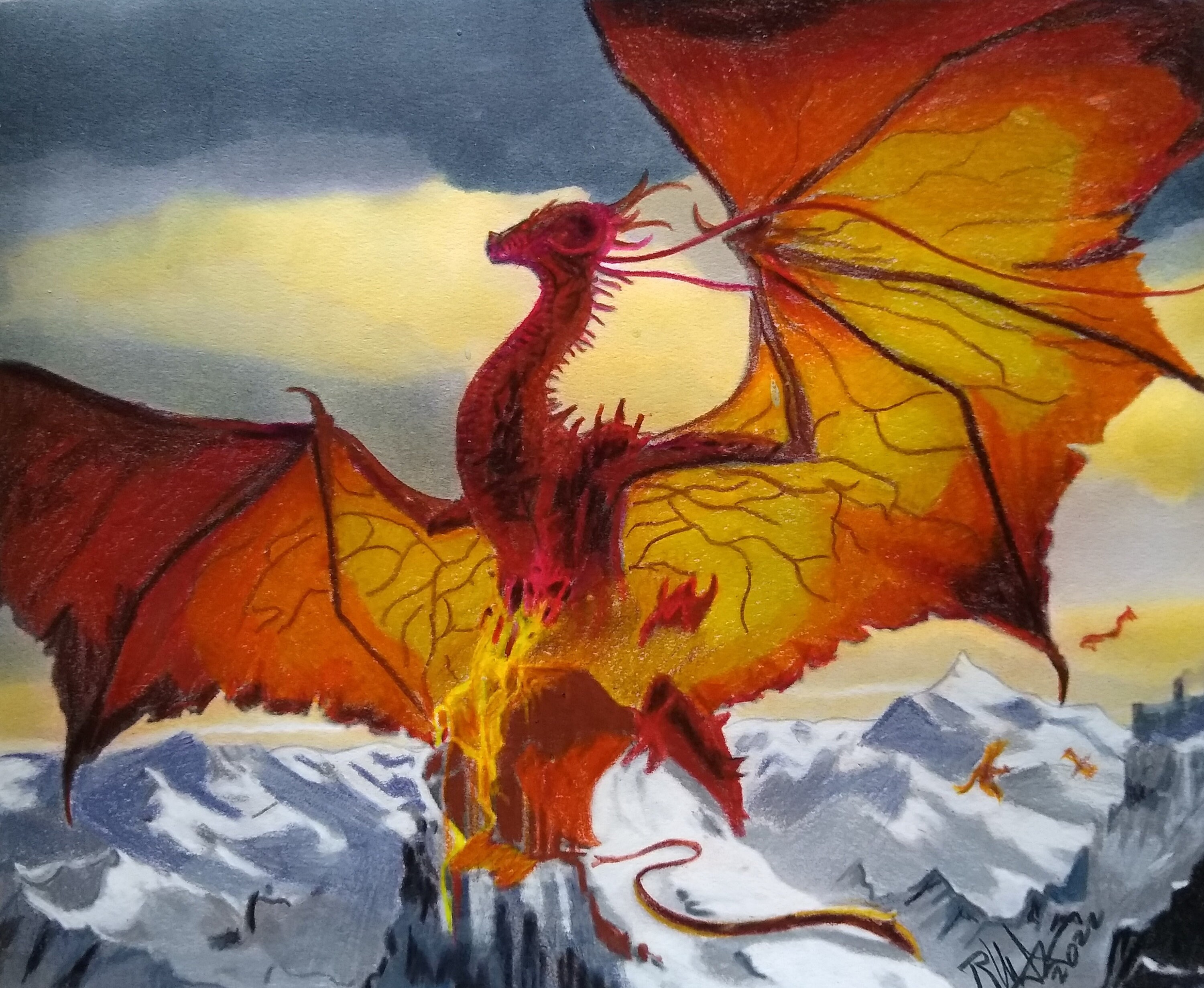 Fire Dragon Drawings In Color