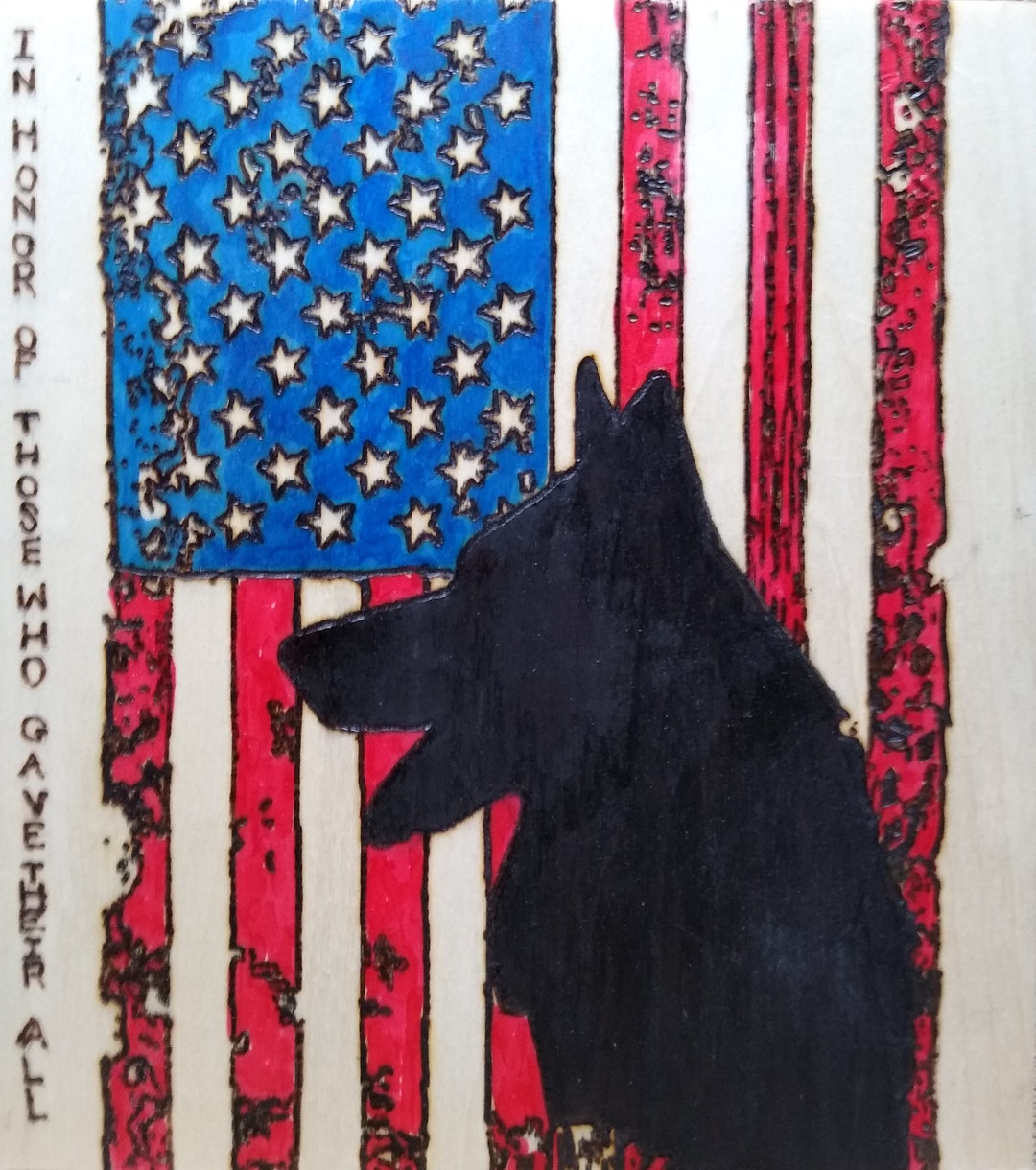Military Wood Burning Painting Remembering the K-9 Corps and - Etsy