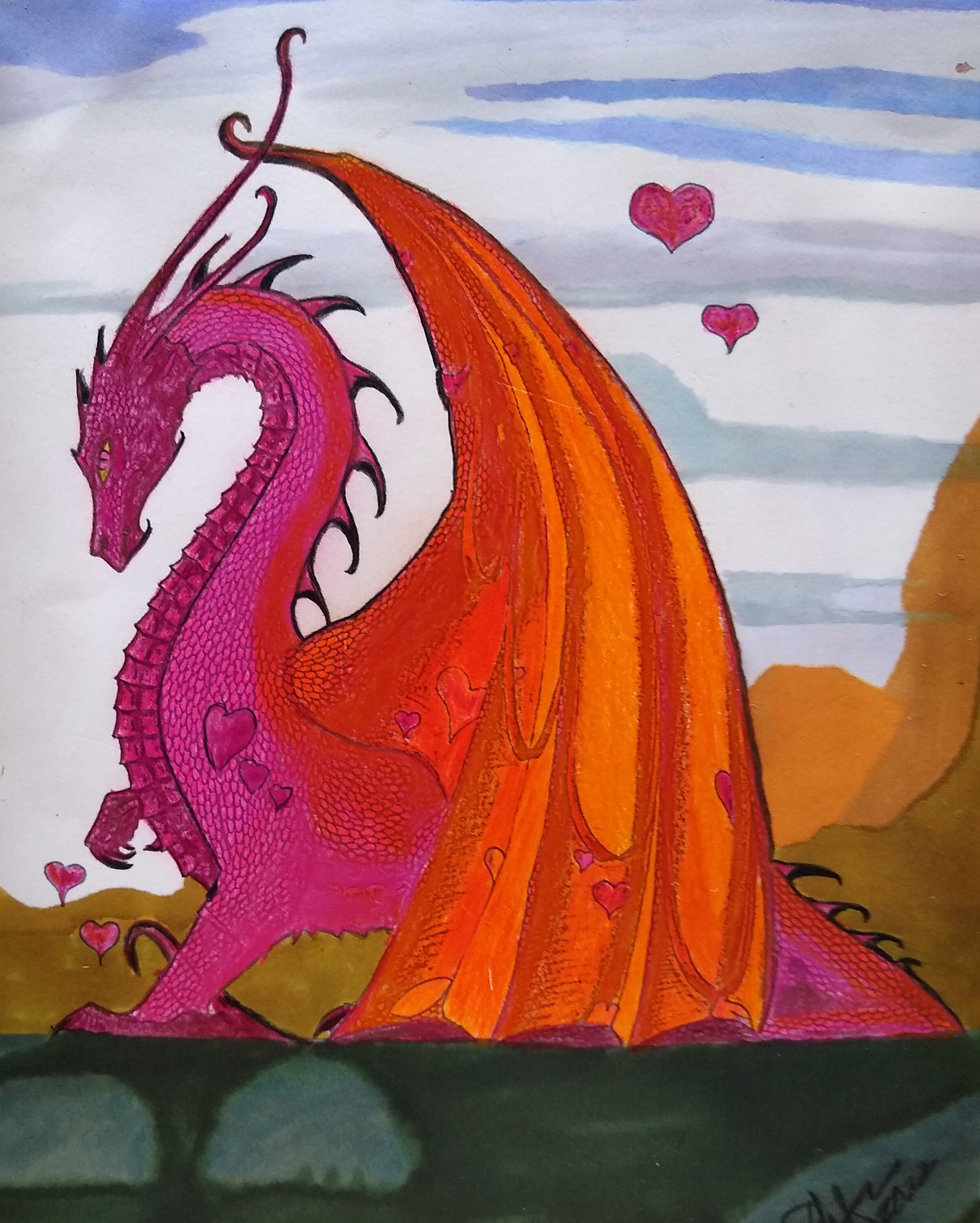 Art & Collectibles Dragon Art Faerie Dragon at Sunrise on a Mountain ...