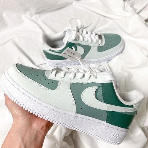 Two-tone Green Colorblock Custom Air Force 1's af1s - Etsy Canada