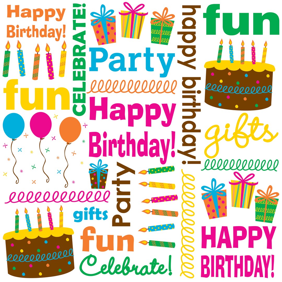 Birthday Extravaganza 8 Clipart - Etsy