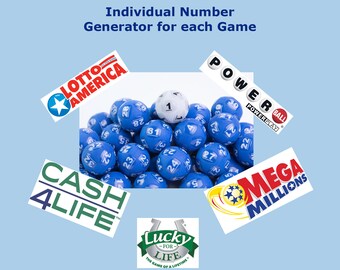 Lottery Number Generator for Powerball Mega Millions Lotto America Cash4life and Lucky for Life. MS Excel Spreadsheet Template. Etsy UK