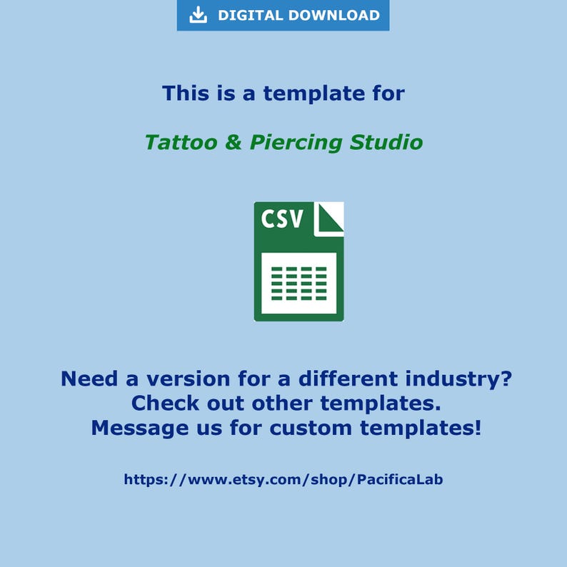 Tattoo Studio Chart of Accounts for Quickbooks Online | COA Template ...