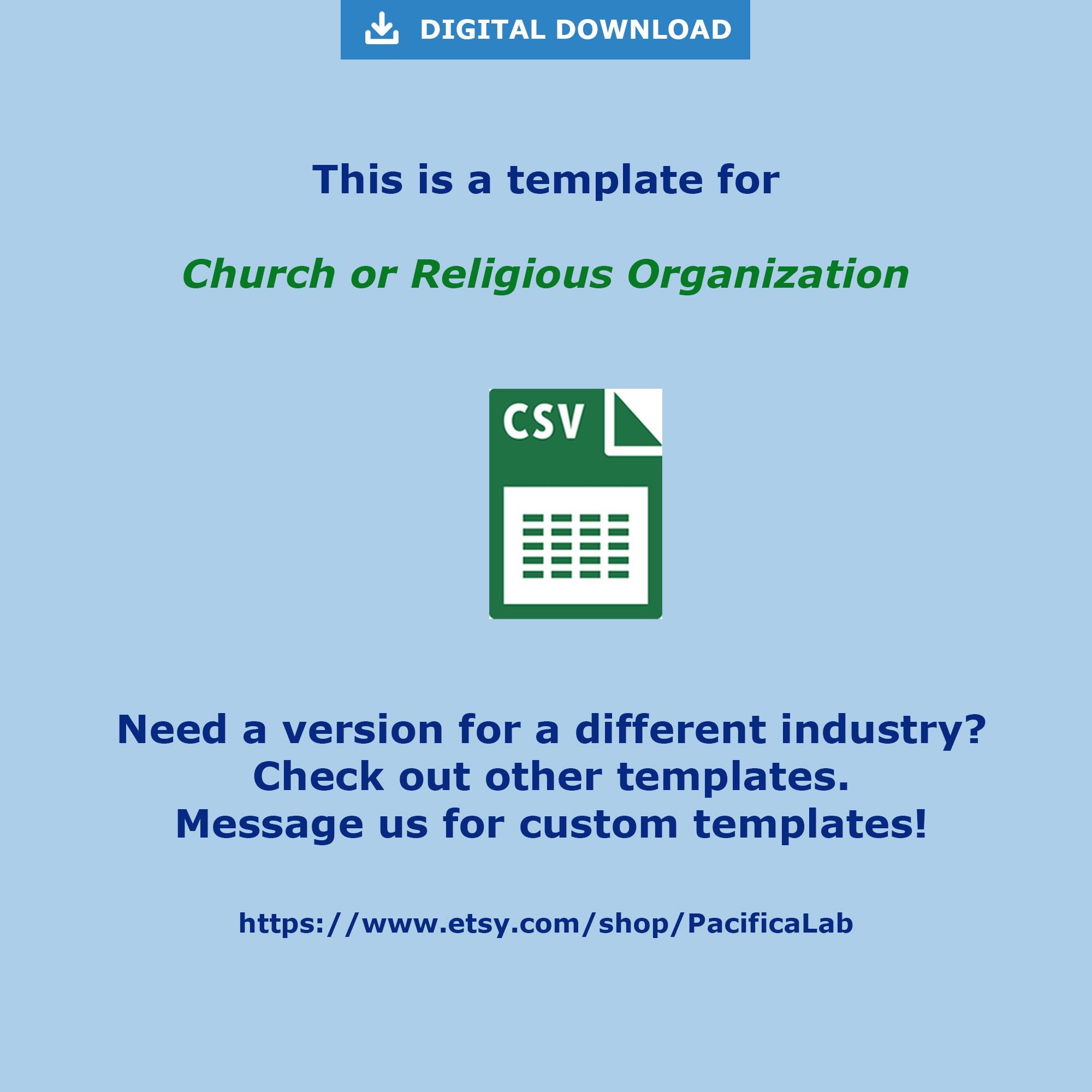 Quickbooks Chart of Accounts | Church or Religious Organization | CSV ...