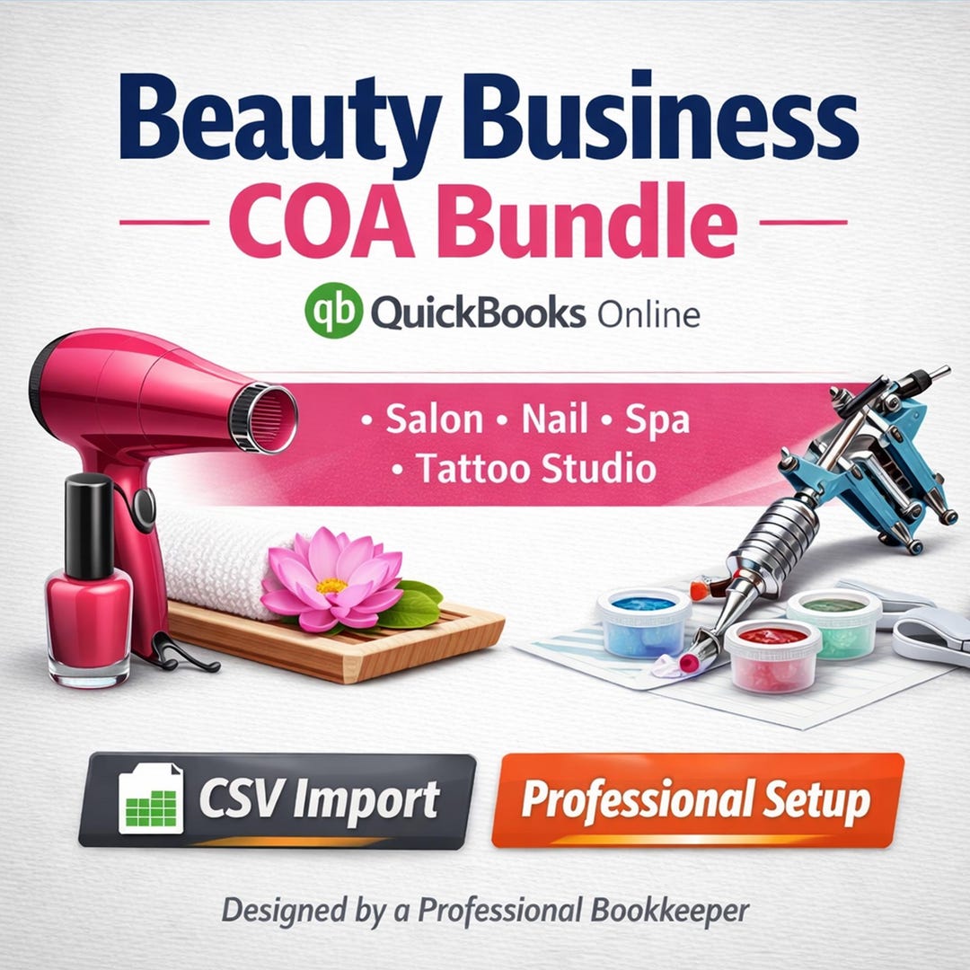 Beauty Business Chart of Accounts Bundle for Quickbooks Online | COA ...