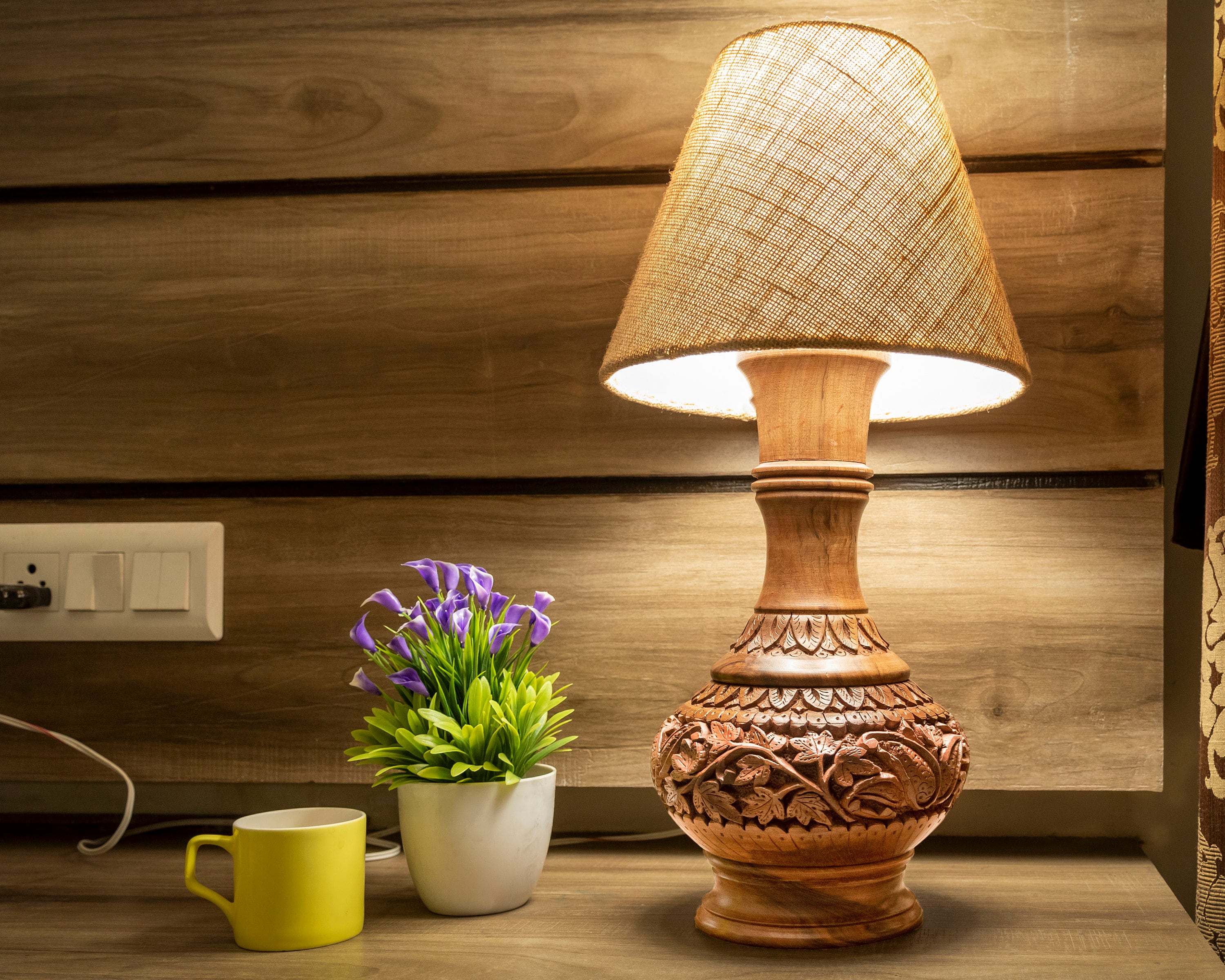 Rustic Bean Pot Lamp - French Country Table Lamps for Entryway Console ...