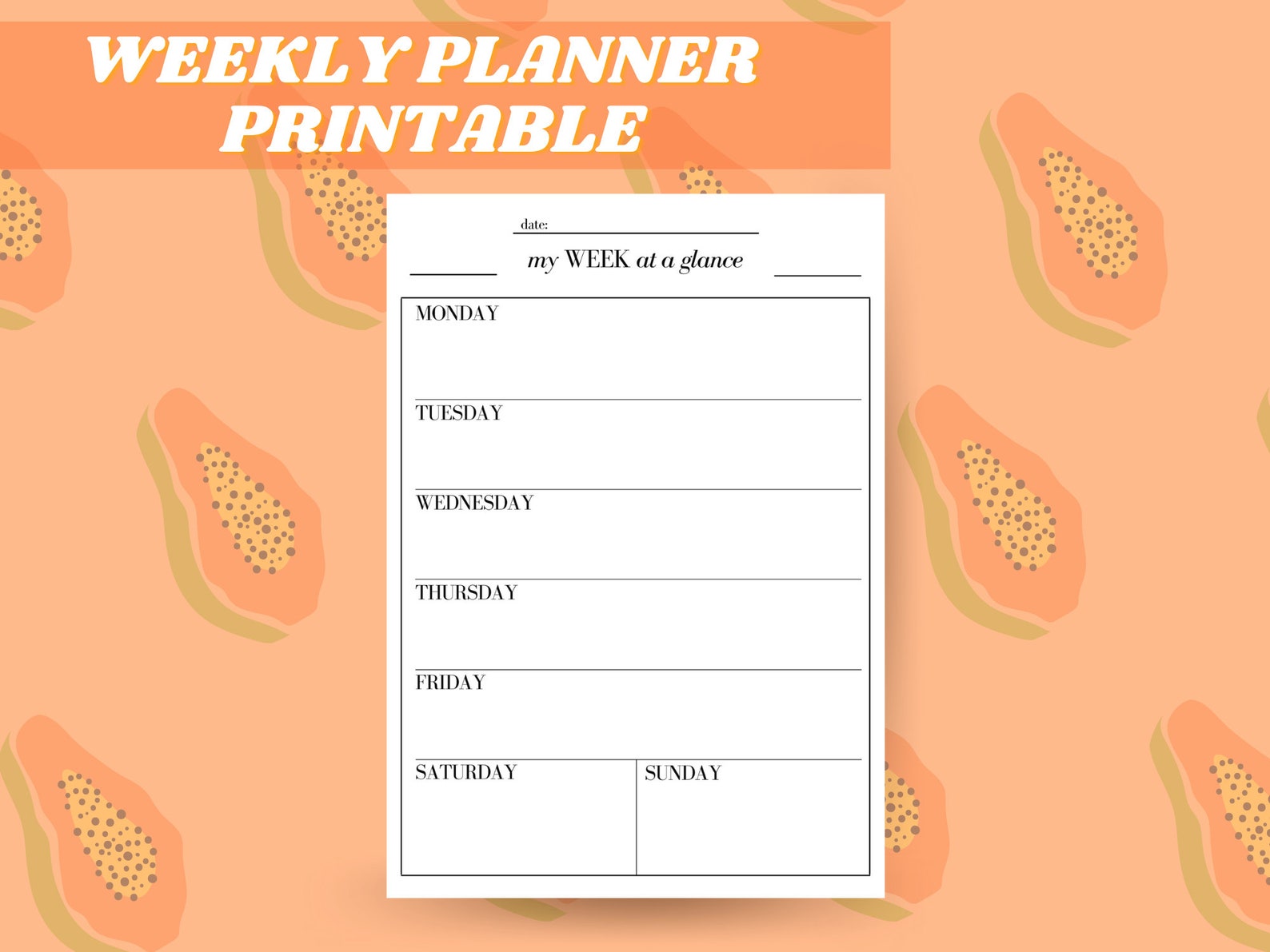 Weekly Planner modern minimalist design planner insert | Etsy