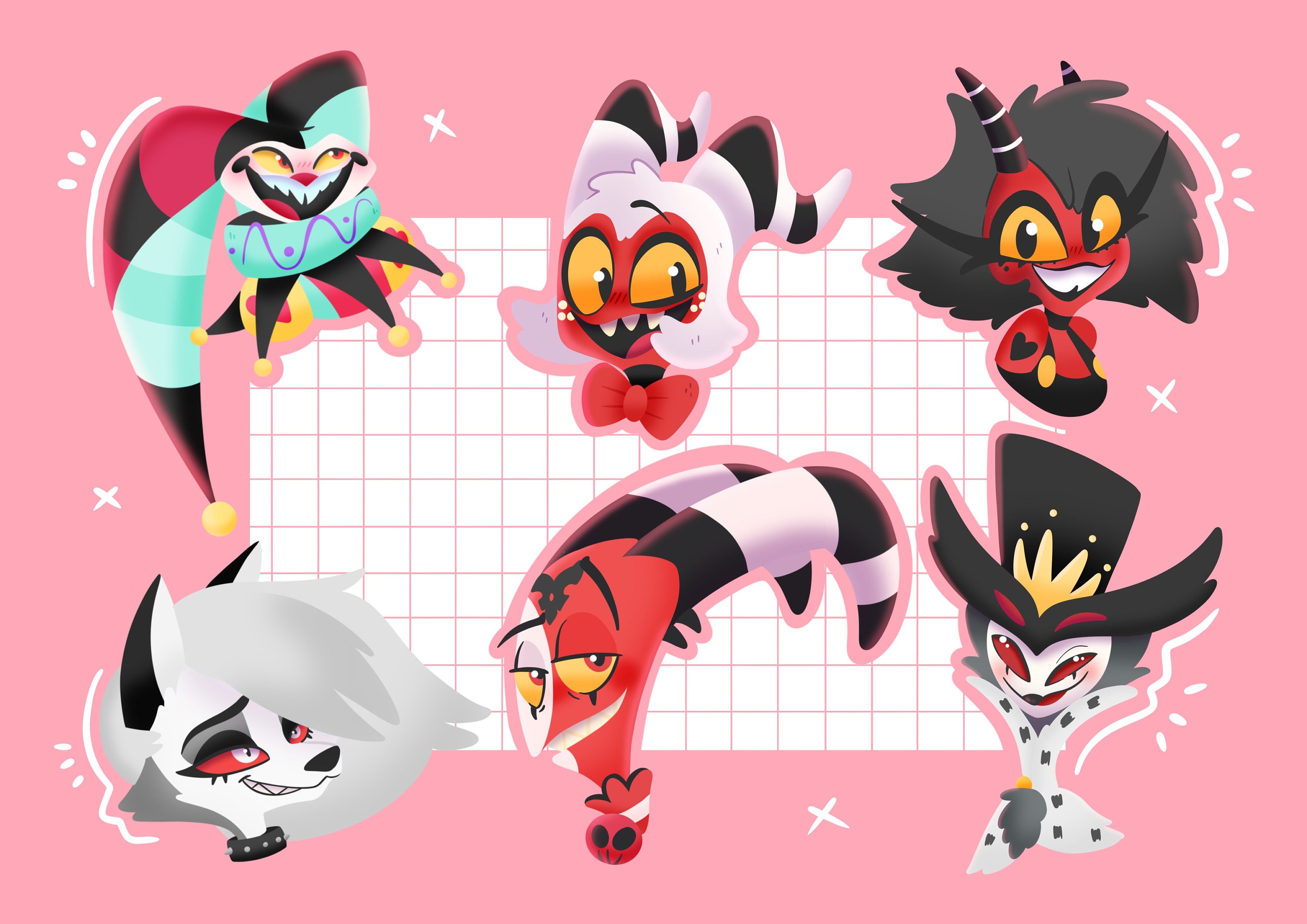 Helluva Boss Stickers | Glossy Fan Art, Blitzo, Moxxie, Millie, Loona ...