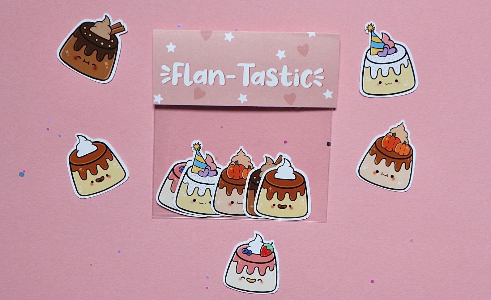 Flan-Tastic Sticker Pack / Kawaii flan deserta pegatinas - Etsy España