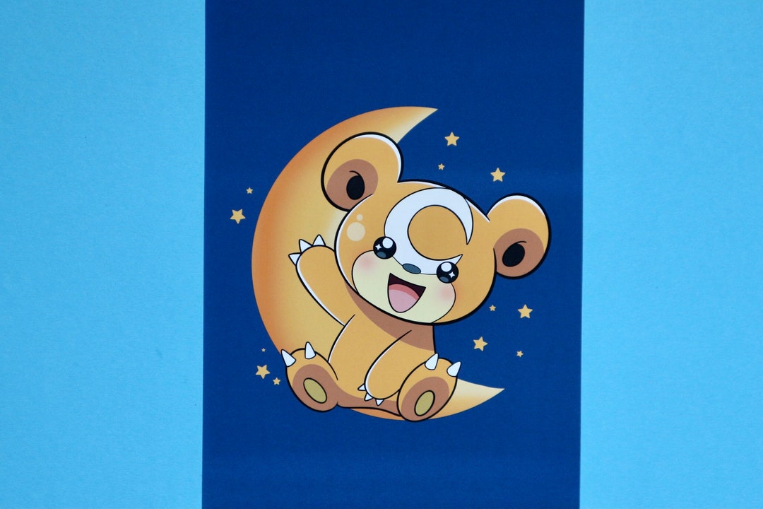 Teddiursa A5 Print Cute Tattoo Style Pokémon Art Print - Etsy
