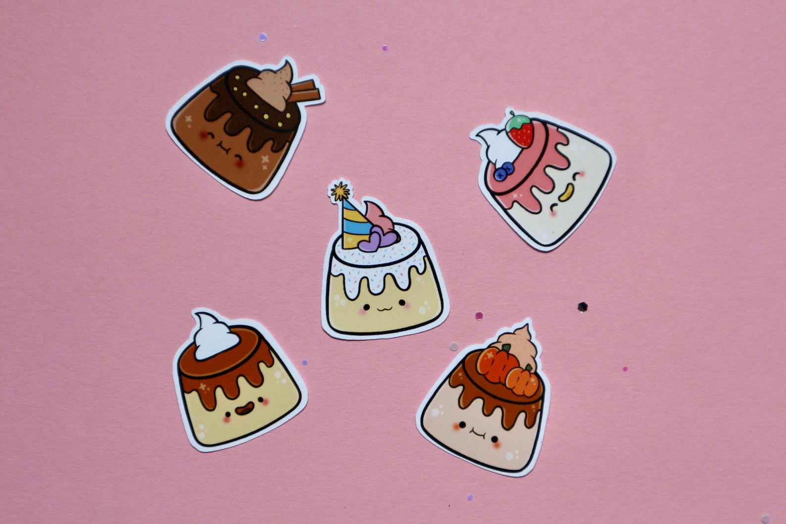 Flan-Tastic Sticker Pack / Kawaii flan deserta pegatinas - Etsy España