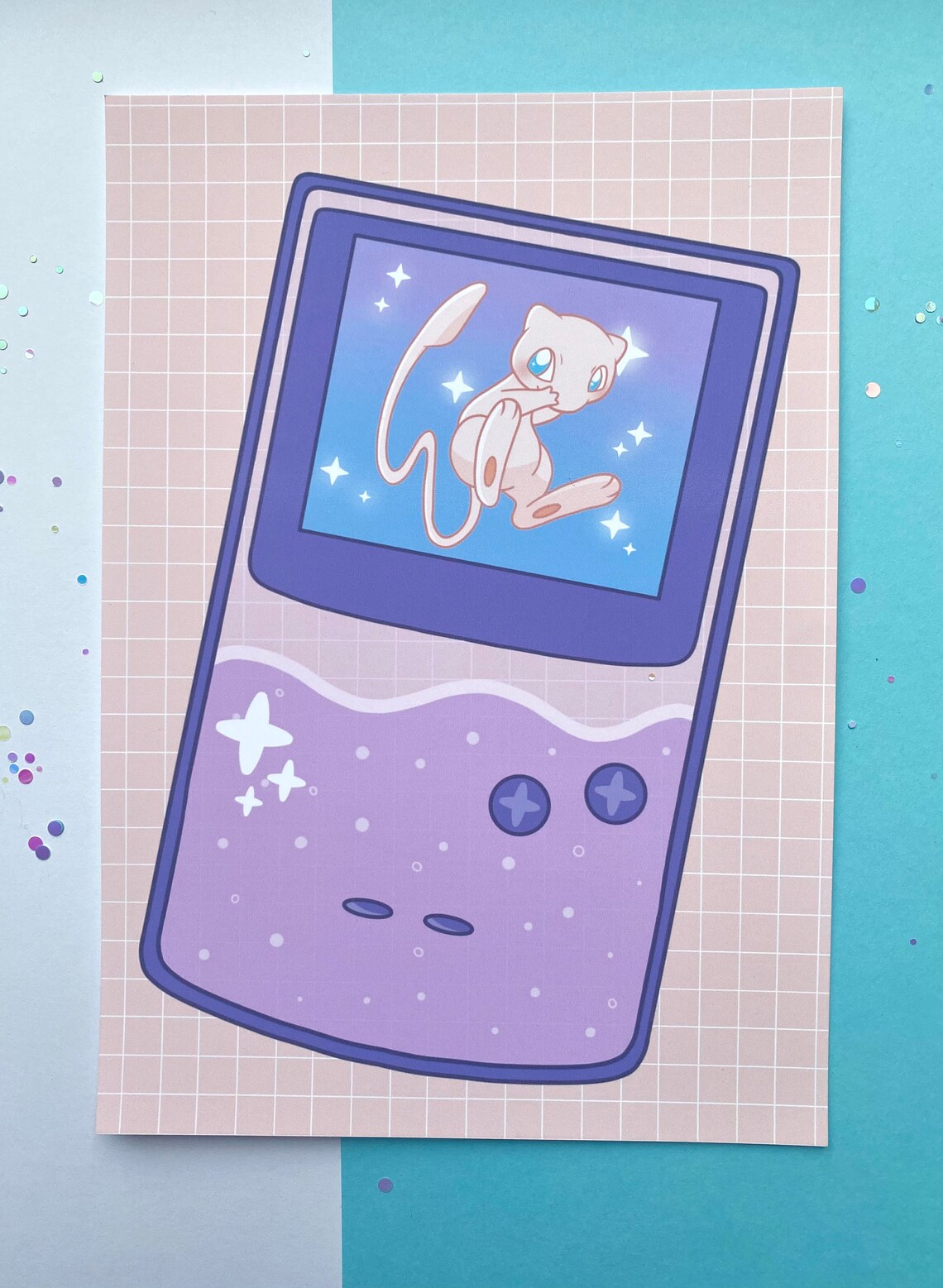 Mew Gameboy A5 Print Retro Cute Pokémon Art Print | Etsy