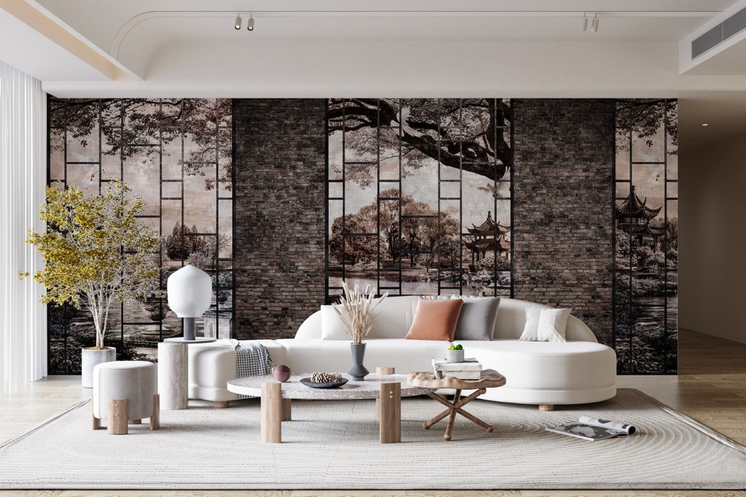 Zen Garden Brick Wall Removable Wallpaper: Home Decor - Etsy