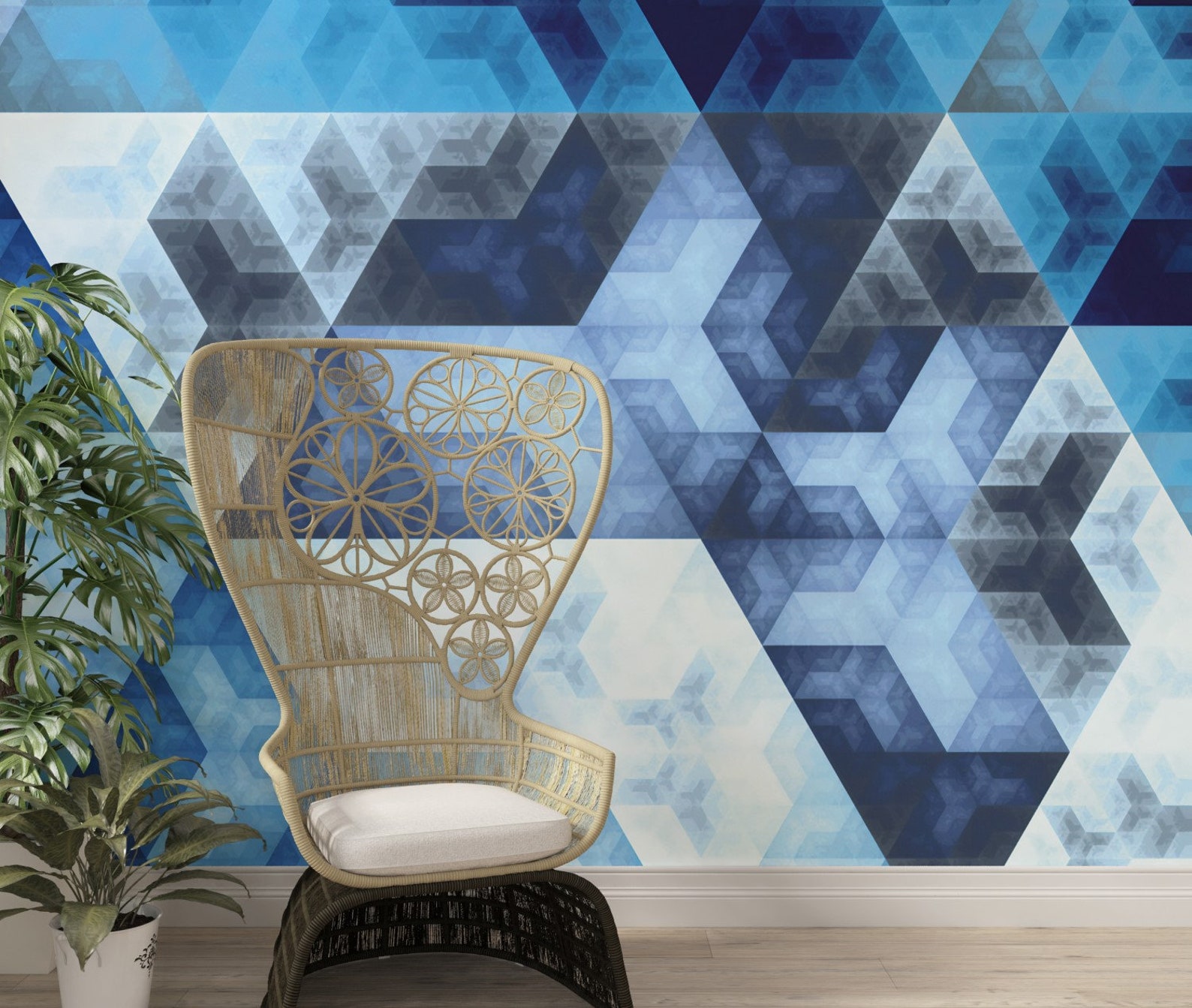 Geometric Pattern Abstract Wallpaper Peel and Stick Mural - Etsy