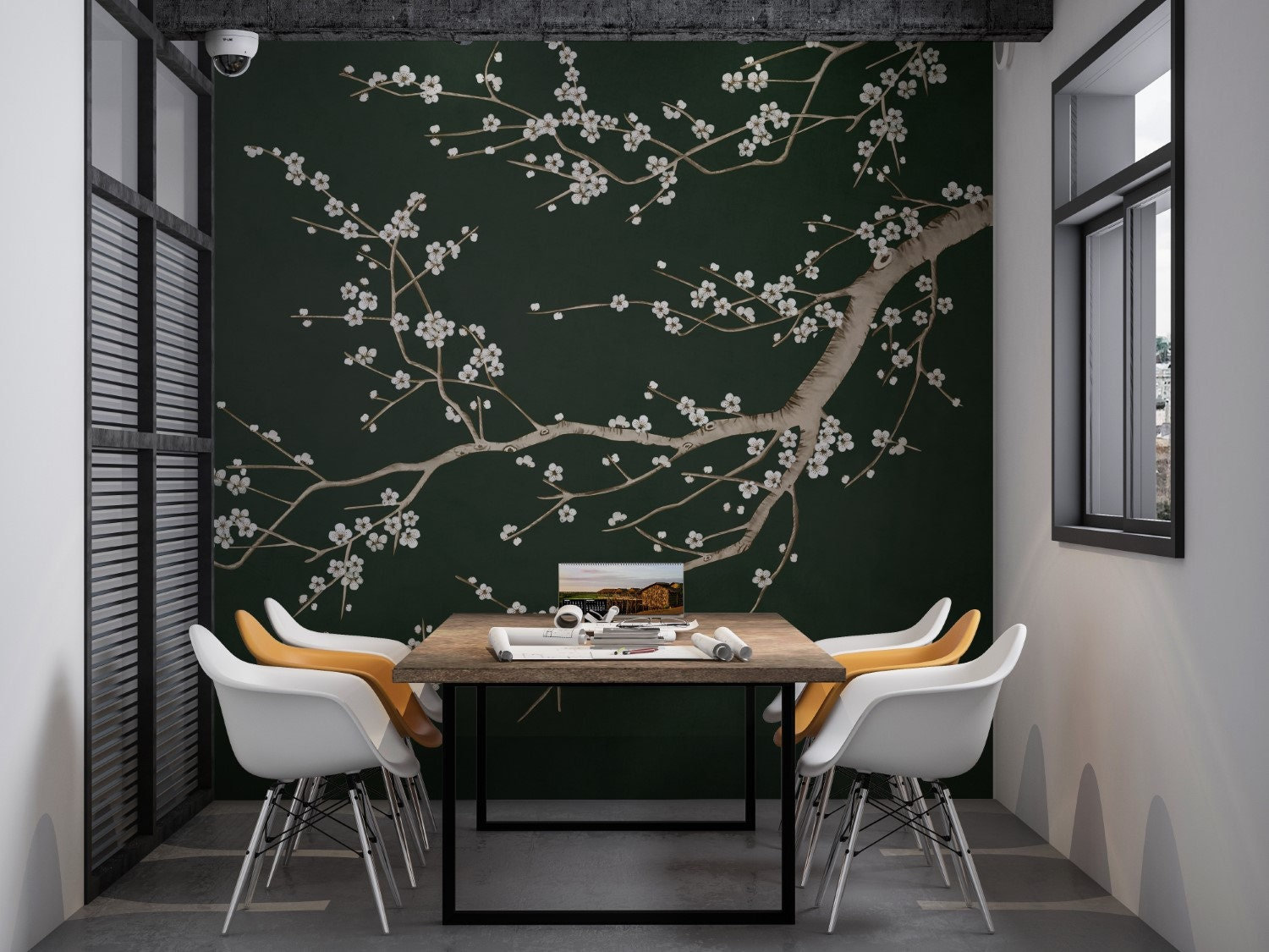 Chinoiserie Flowers and Birds With Naphtha Green Background Wallpaper ...