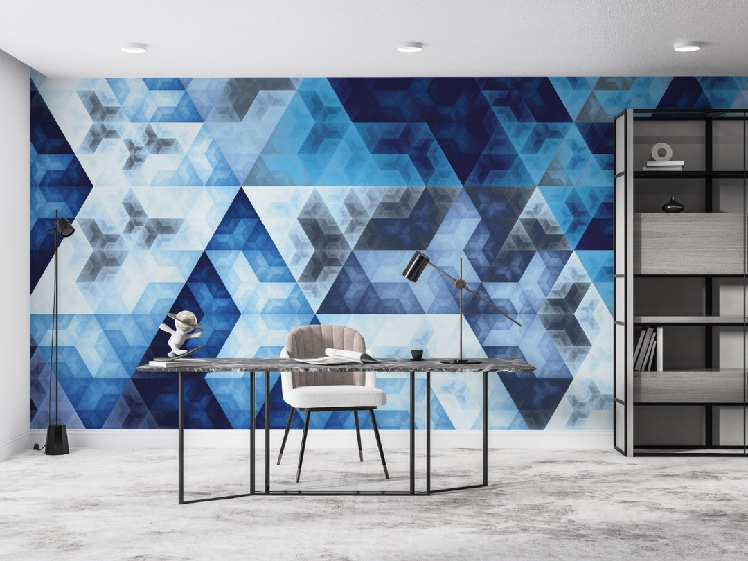 Geometric Pattern Abstract Wallpaper, Peel and Stick Mural Poster ...