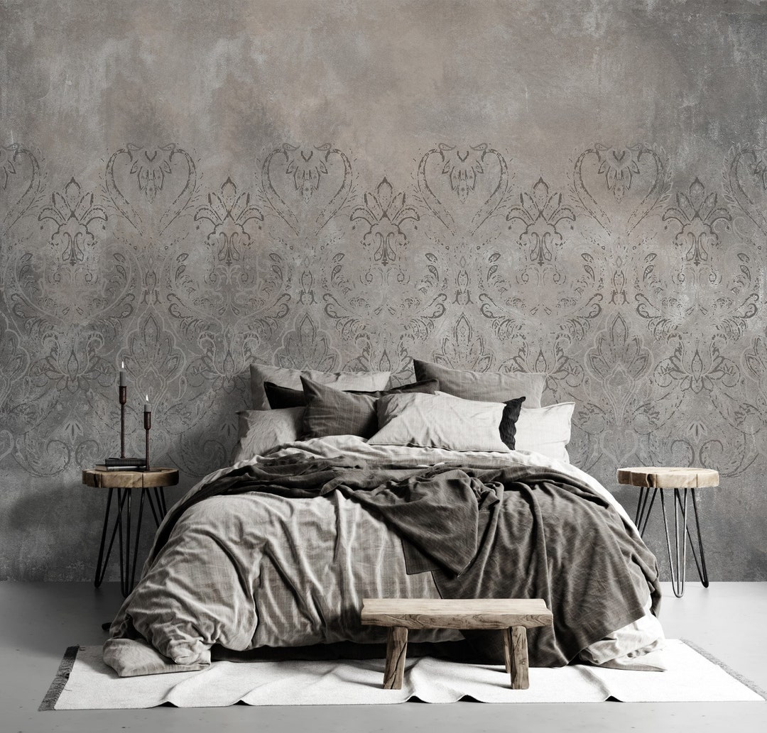 Antique Damask Design Wallpaper Brown and Beige Colour Peel and Stick ...